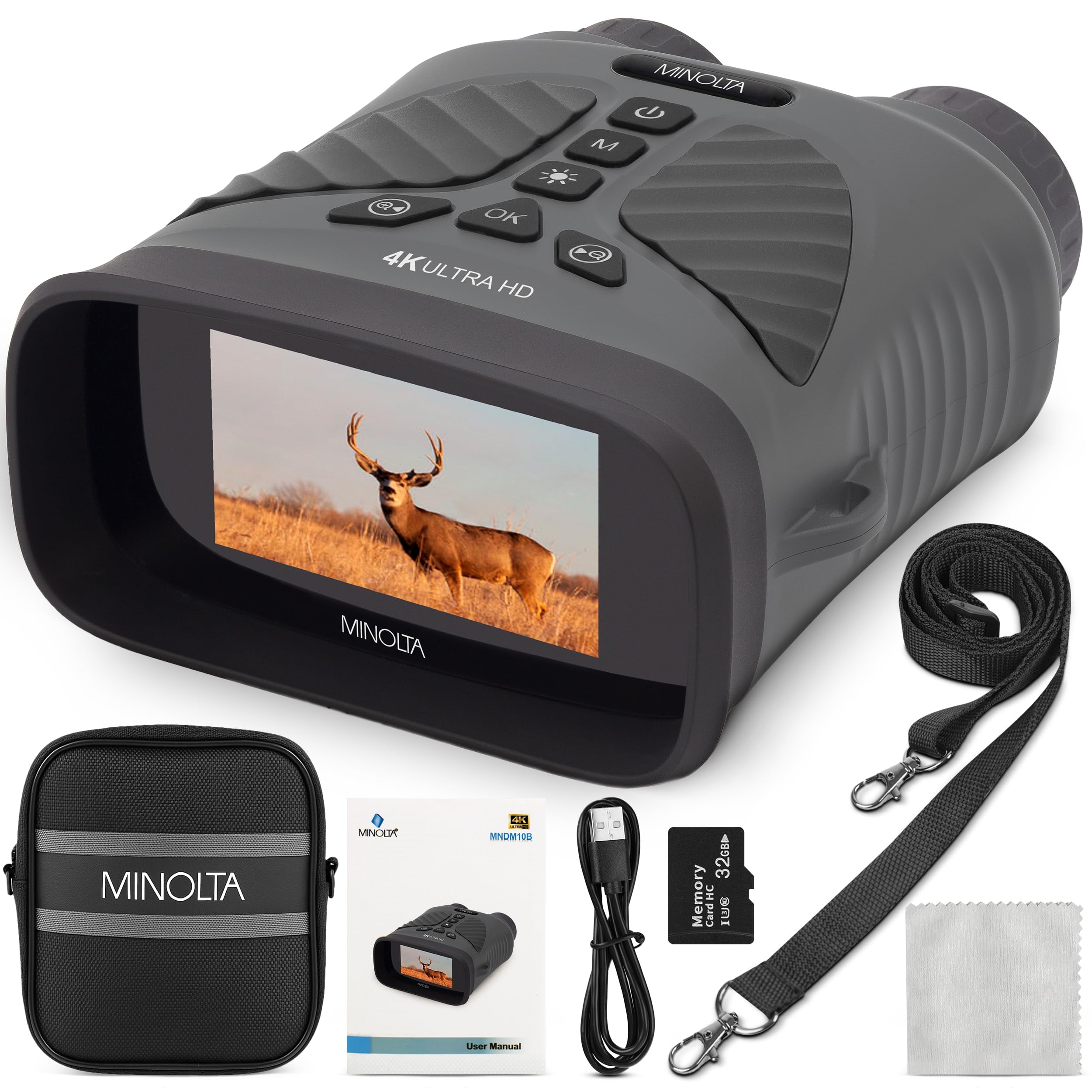 Minolta 10x25 Digital Night Vision Monocular w/Built-in 4K HD Video ...