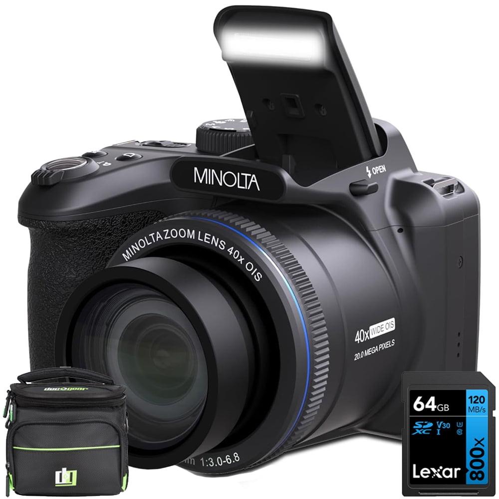 Minolta 20 MP / 1080P FHD Bridge Camera with 40x Zoom Black + Bag and ...