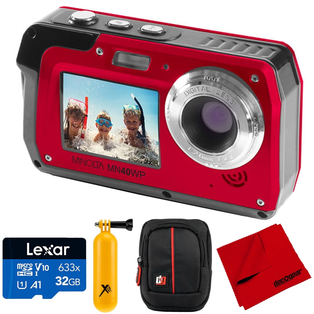 Minolta MN40WP-R 48 MP Dual Screen 2.7K Ultra HD Waterproof Digital ...