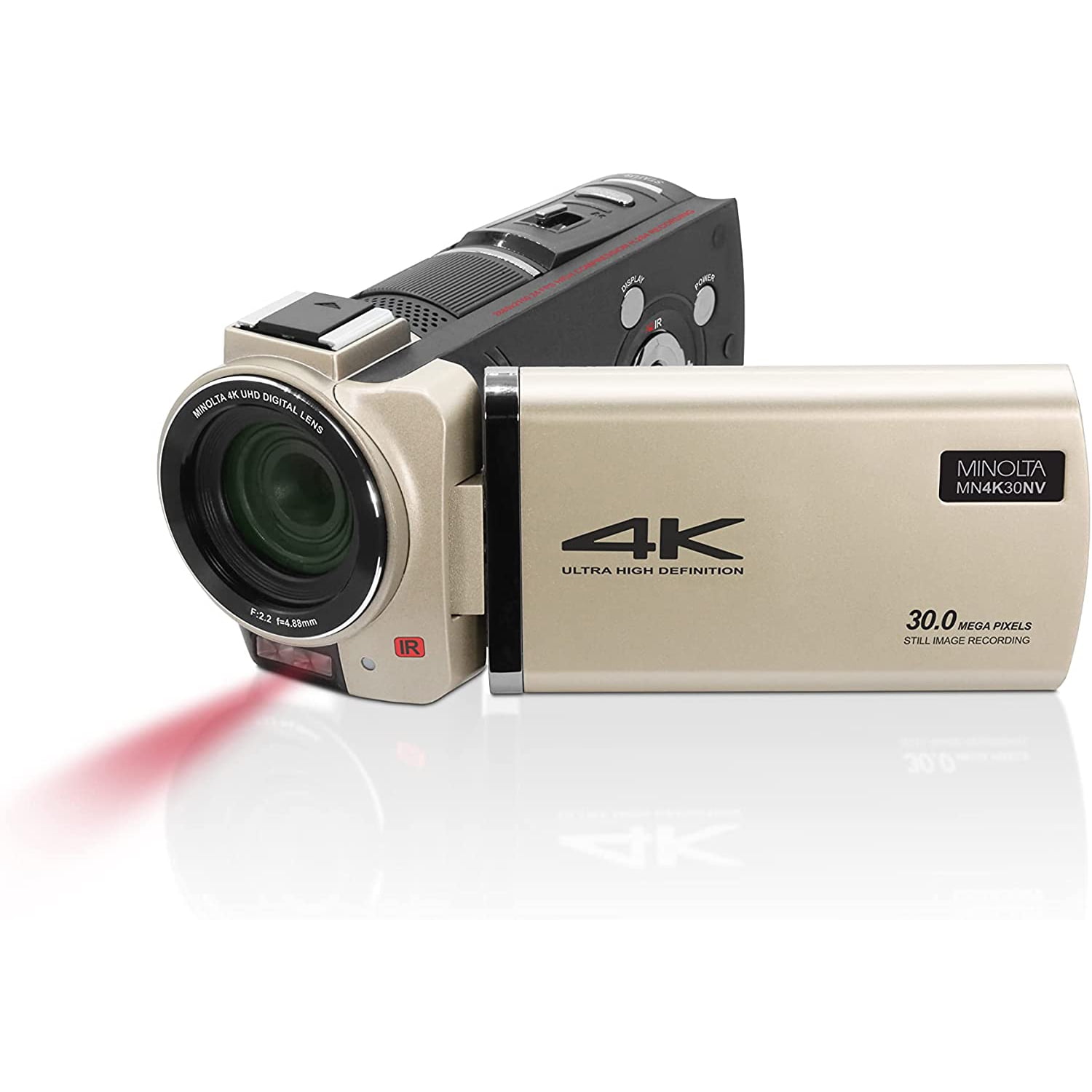 Minolta MN4K30NV 4K Ultra HD 30 MP Night Vision Camcorder, Champagne ...