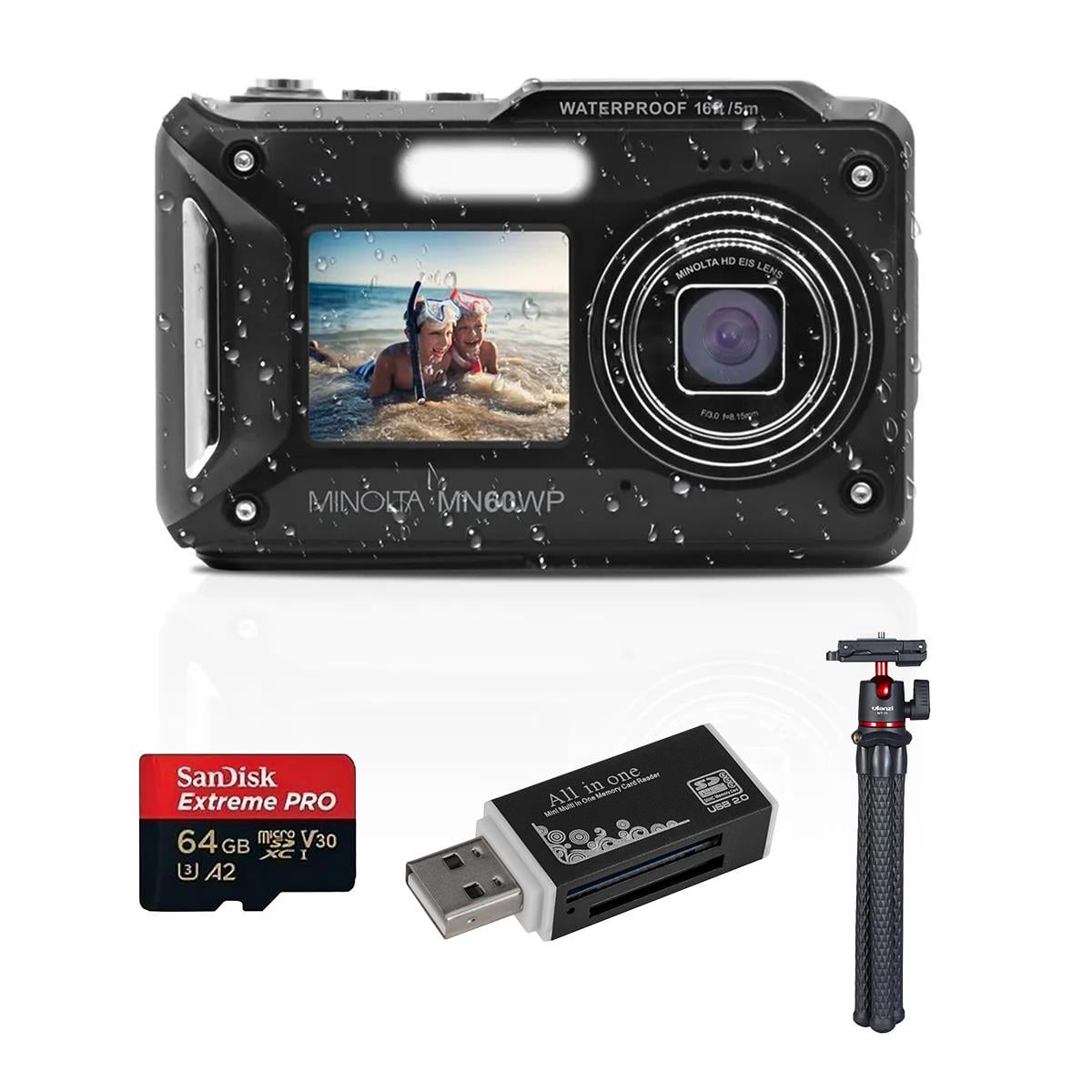 Minolta MN60WP 48MP 4K Ultra HD Dual LCD Screen Waterproof Digital ...