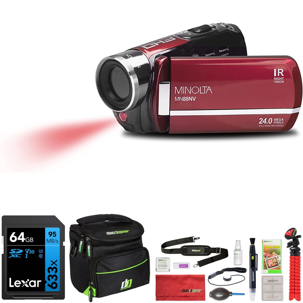 Minolta MN88NV-R 24MP/1080p HD IR Night Vision Digital Camcorder - Red ...