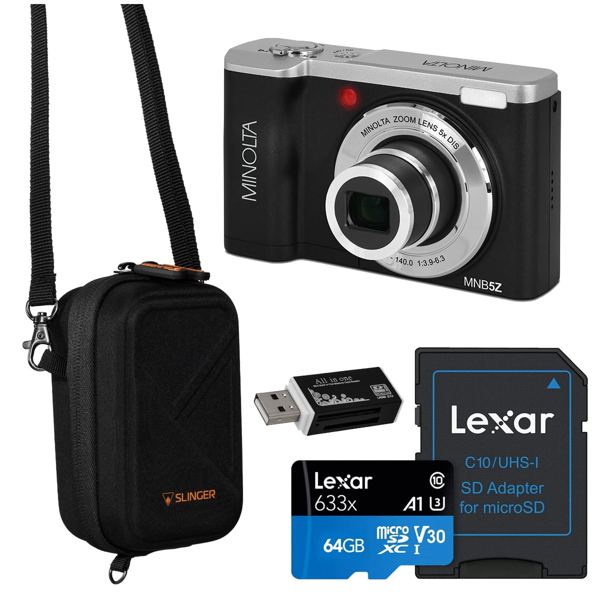 Minolta MNB5Z 56MP 5K Ultra HD 2.8" LCD Screen Digital Camera, Black ...