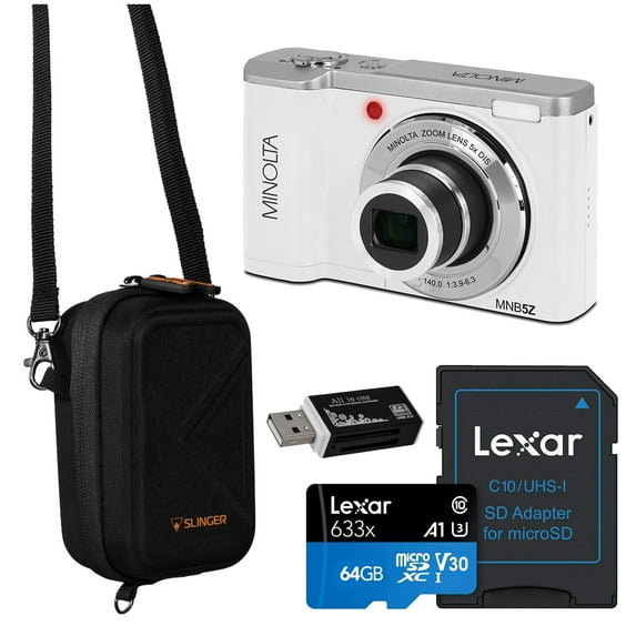 Minolta MNB5Z 56MP 5K Ultra HD 2.8" LCD Screen Digital Camera, White ...