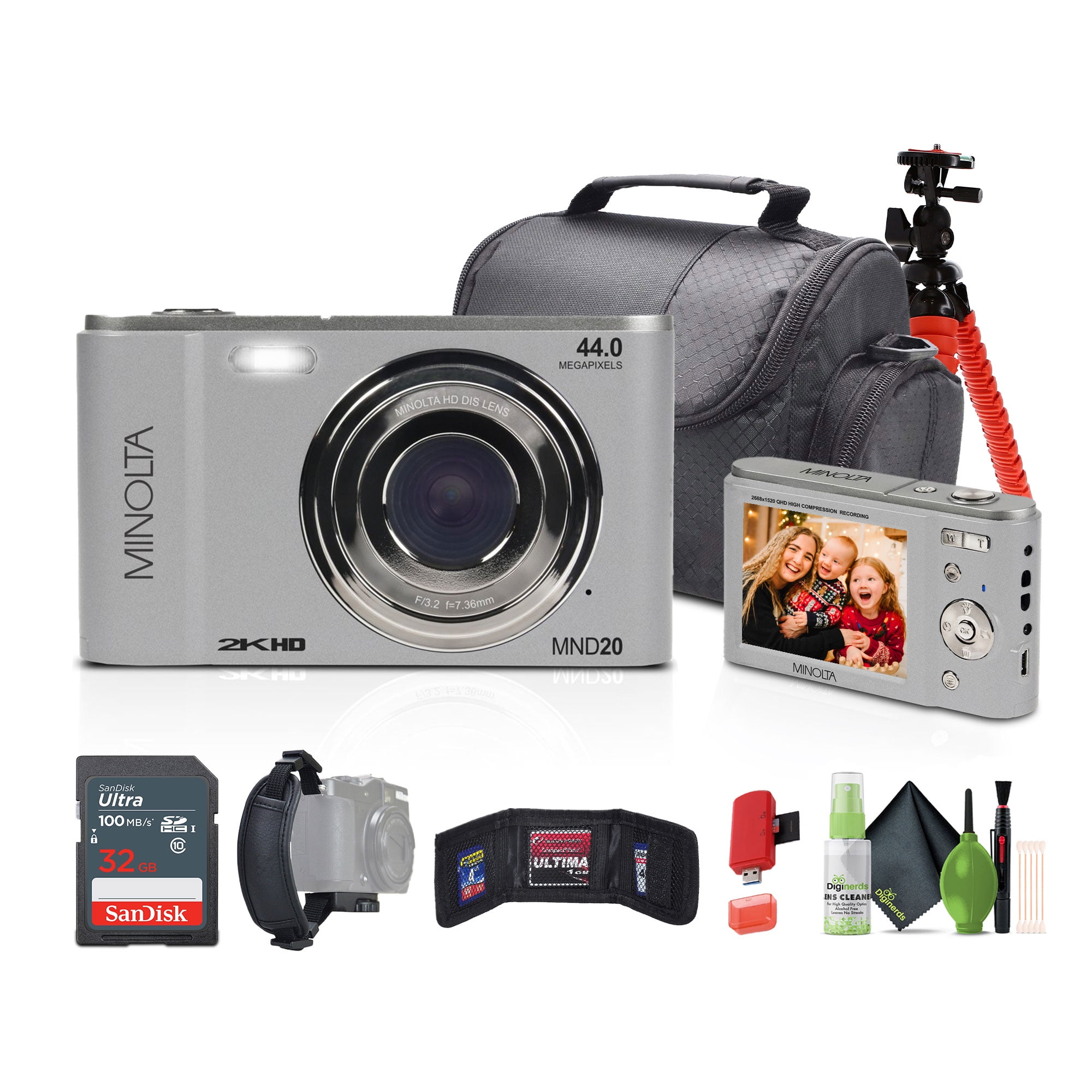 Minolta MND20 44 MP / 2.7K Ultra HD Digital Camera (Silver) - Walmart.com