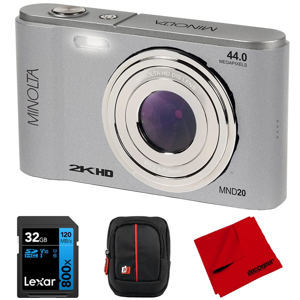 Minolta MND20-S 44 MP 2.7K Ultra HD Digital Camera, Silver Bundle with ...