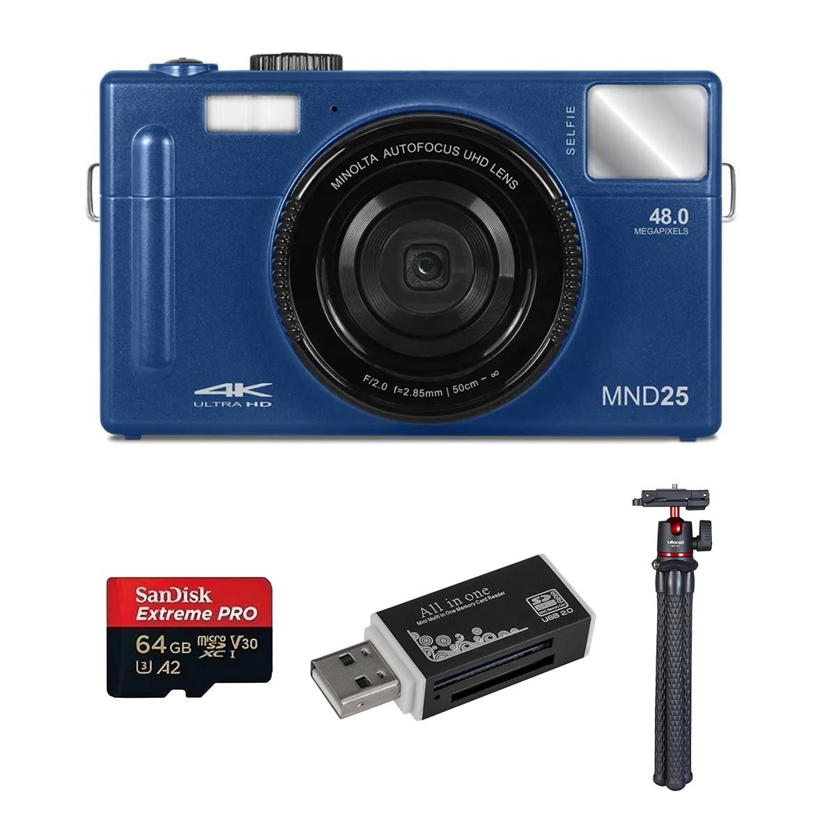 Minolta Minolta MND25 Digital Camera, Blue with Essessory kit - Walmart.com