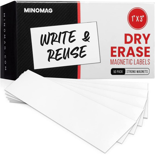 Minomag Magnetic Dry Erase Labels 1x3 inch (50 Count) - Walmart.com