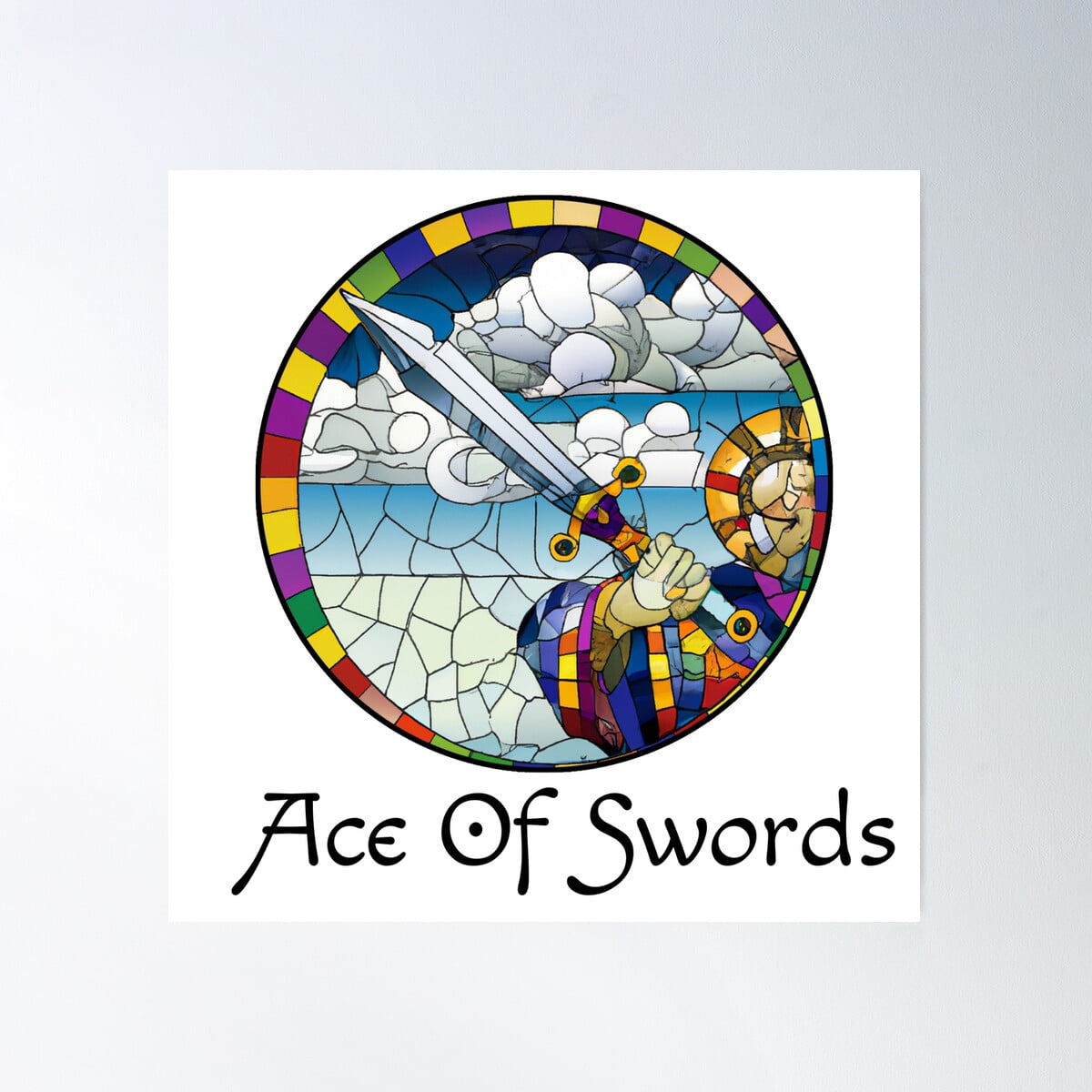 Minor Arcana Ace Of Swords - Stained Glass Design For T-Shirt, Stickers ...