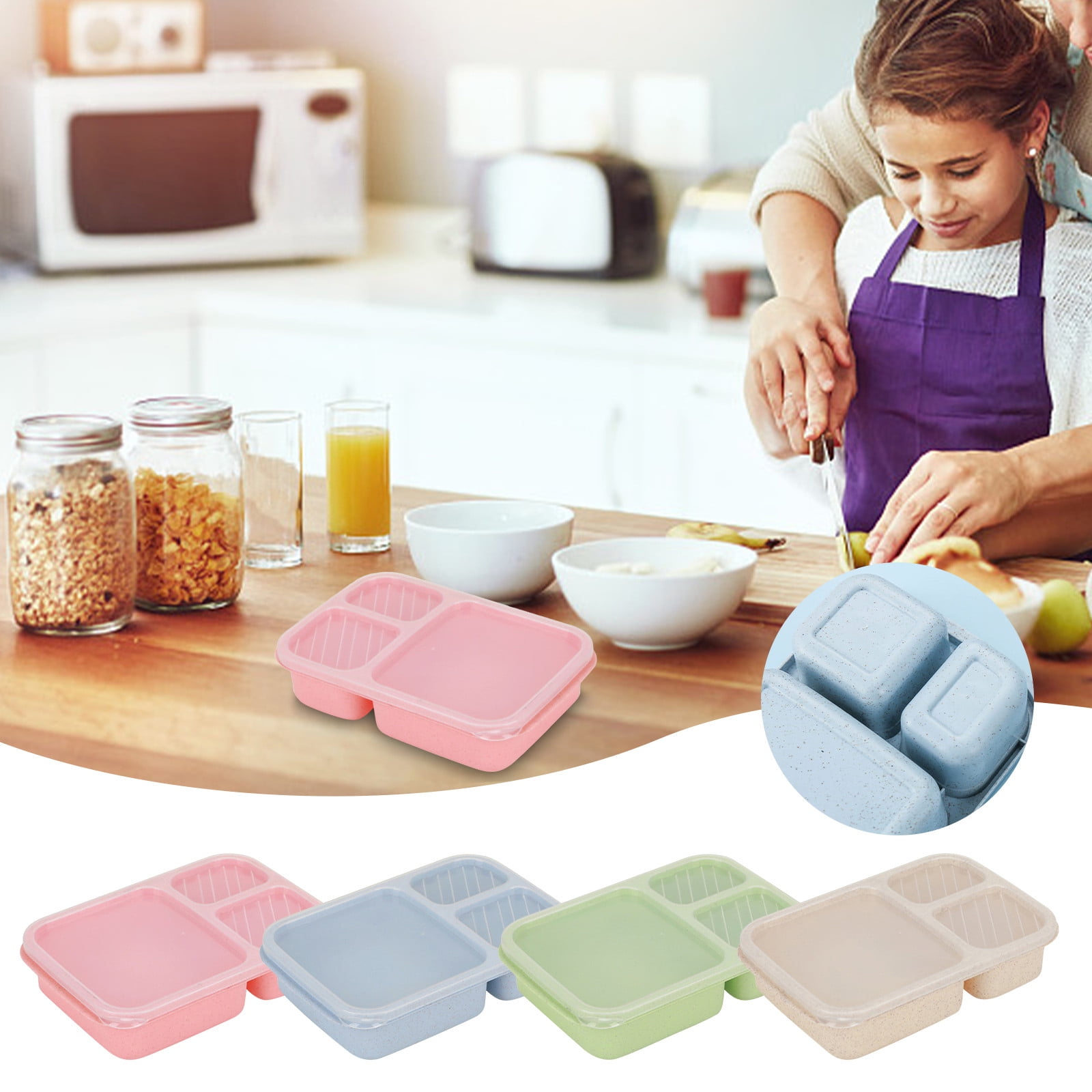 Minors Bento Box Soup Container Set Leakproof Sealed 3 Compartment ...