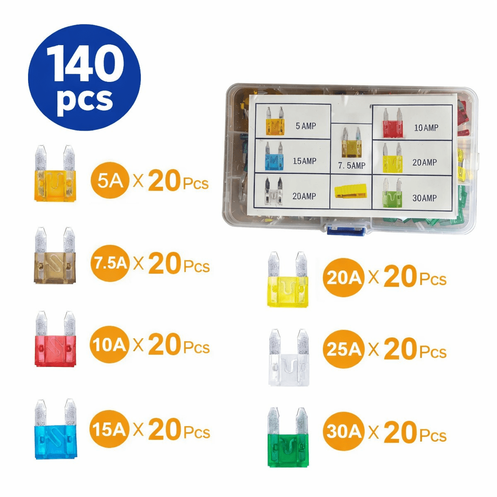 Minorsun Mini Blade Fuses Assortment Kit, 140 Pcs Mini ATM Fuse Kit ...
