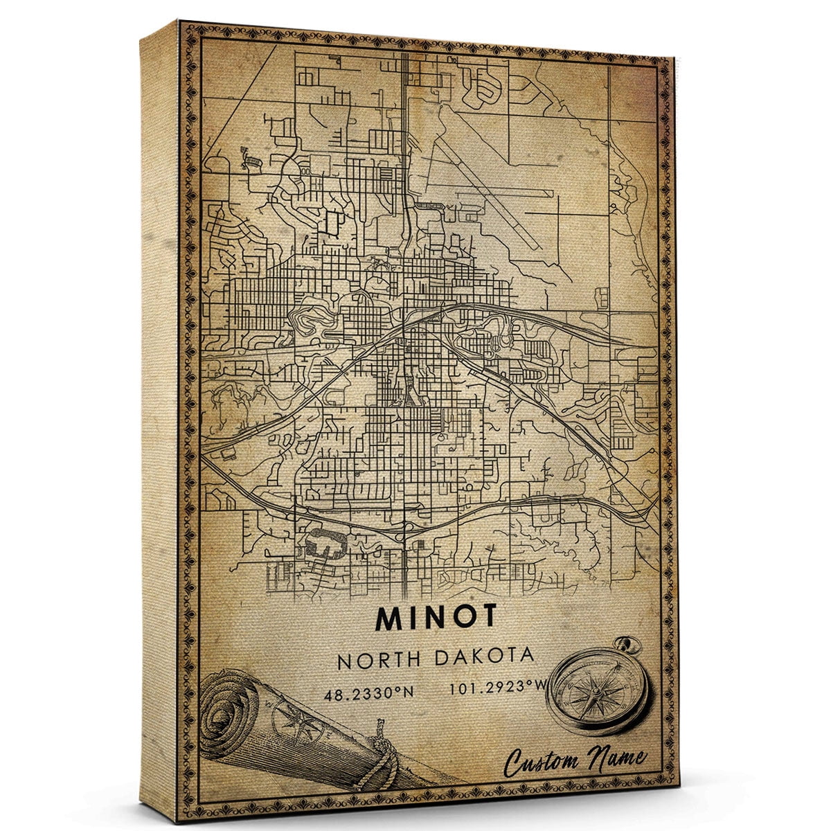 Minot Map Poster, North Dakota Map Art Poster, Canvas, Minot Map City ...
