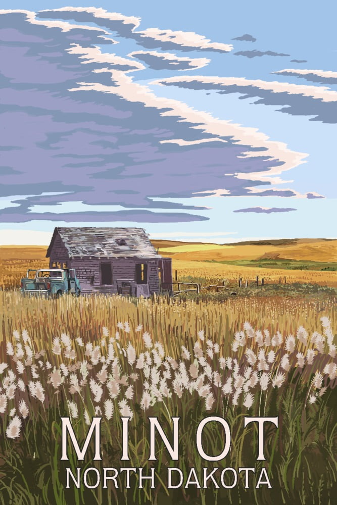Minot, North Dakota, Wheat Field and Shack (12x18 Wall Art Poster, Room ...