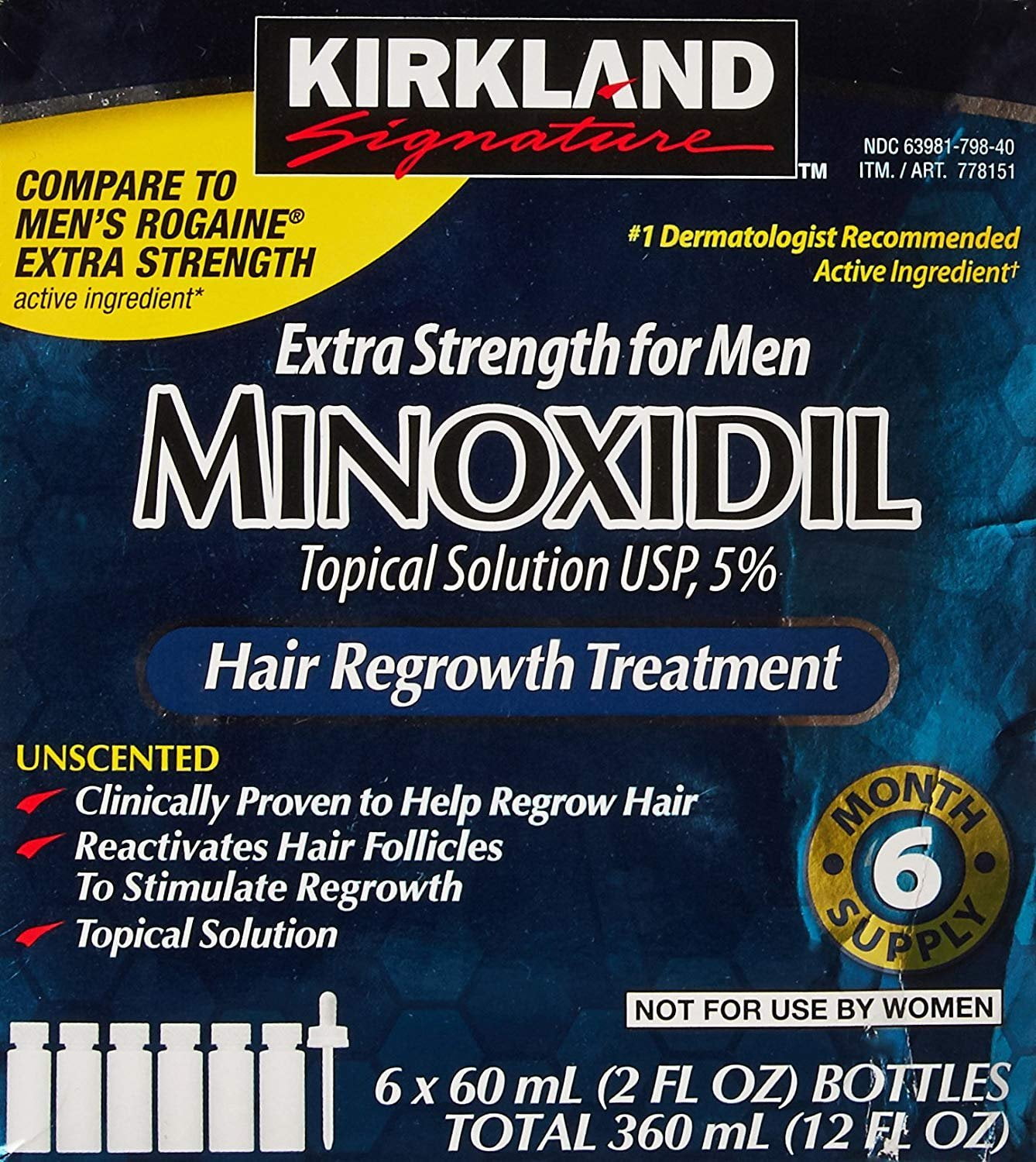 Minoxidil Hair Loss Treatment for Men 5% Extra Strength 6 Month Supply ...