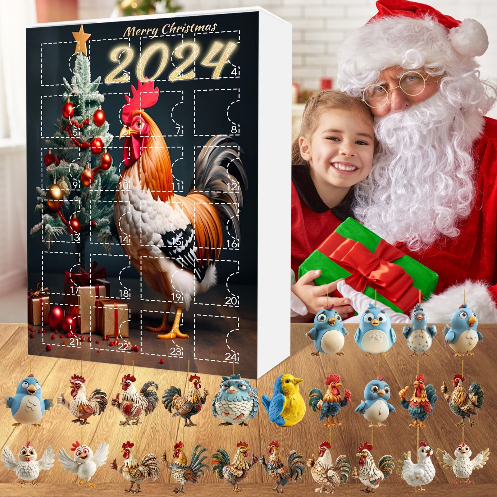 Minsida 2024 Christmas Arrival Calendar Acrylic Flat Pendant 24 Day Countdown Calendar Christmas ...