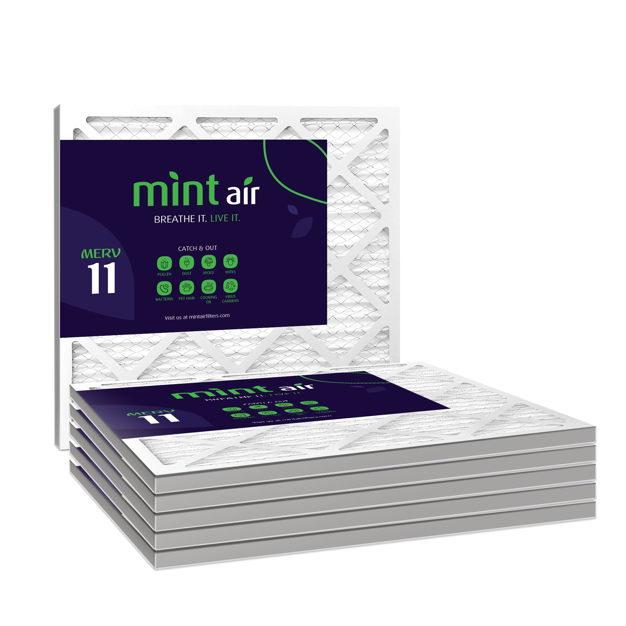 Mint Air, 20x20x1 Air Filter, MERV 11, Pleated HVAC AC Furnace Filters ...