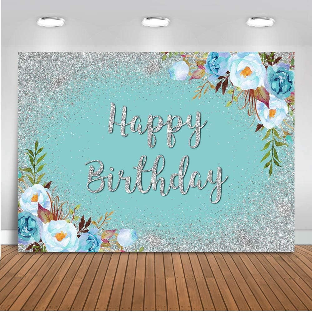Mint Blue Happy Birthday Backdrop Women Sweet Girl's Birthday Party ...