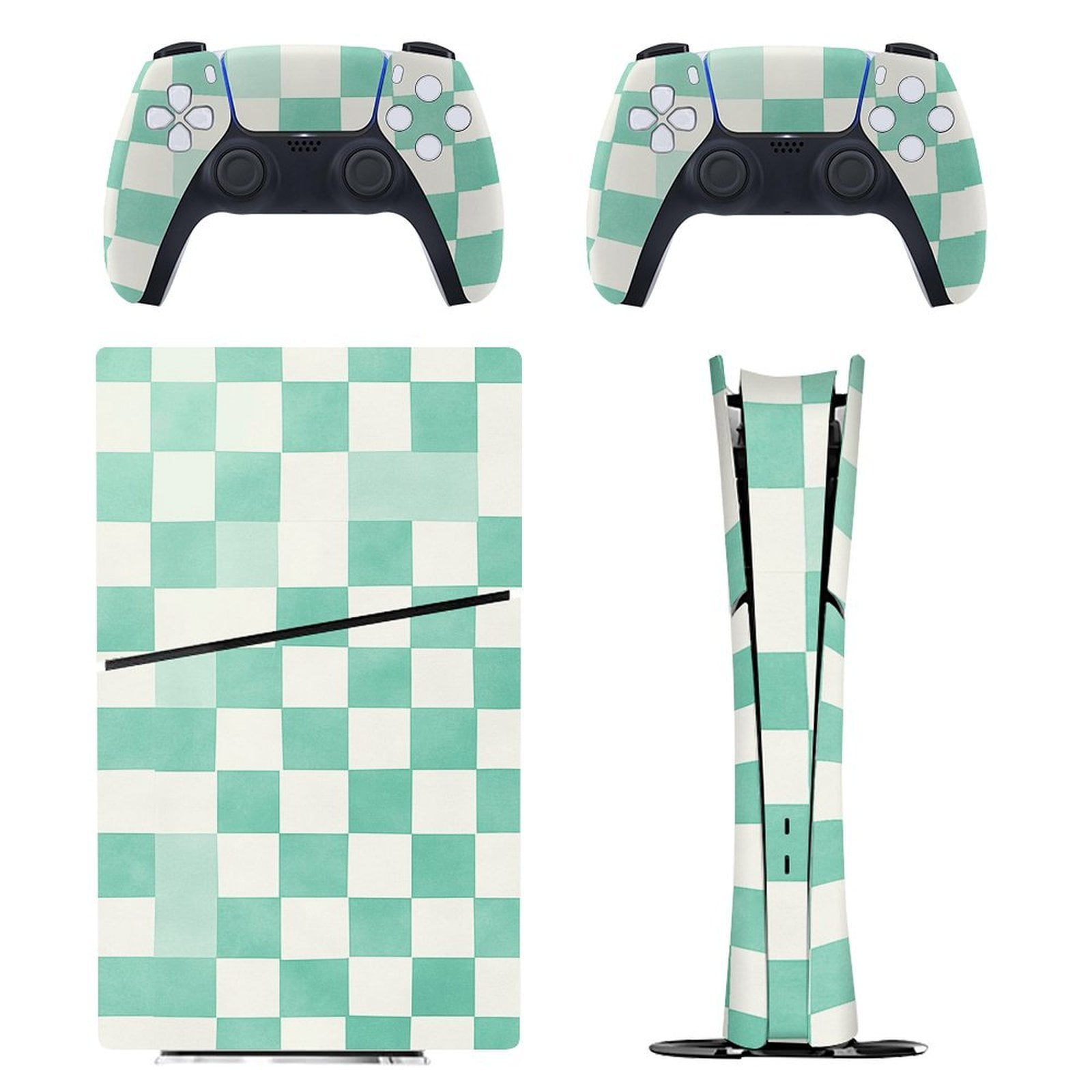 Mint Checkerboard Console Skin Bundle for PS5 Pro Slim Disc & Digital ...