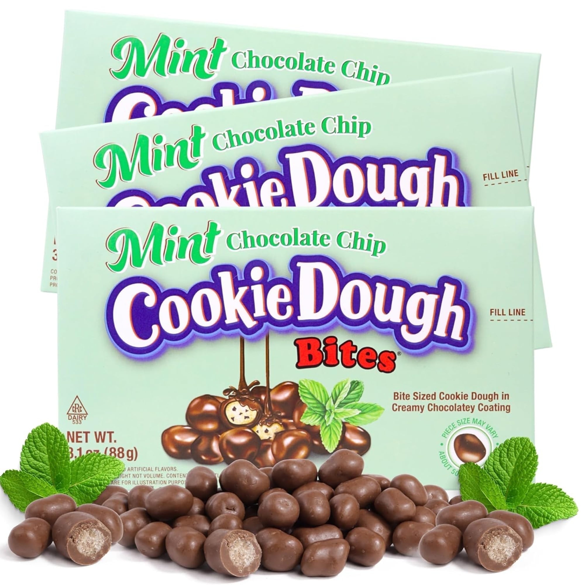 Sweetzo, Mint Chocolate Chip Cookie Dough Bites, 3.1 Ounces, Pack of 3 ...