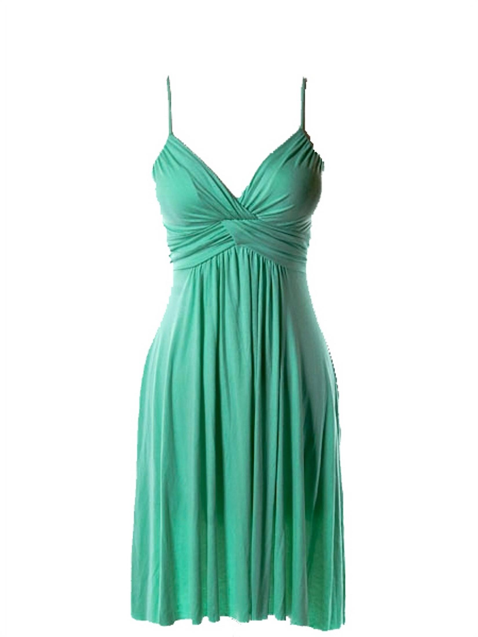 Mint Colored Spaghetti Strap Medium Length Dress with Twist Shirring ...