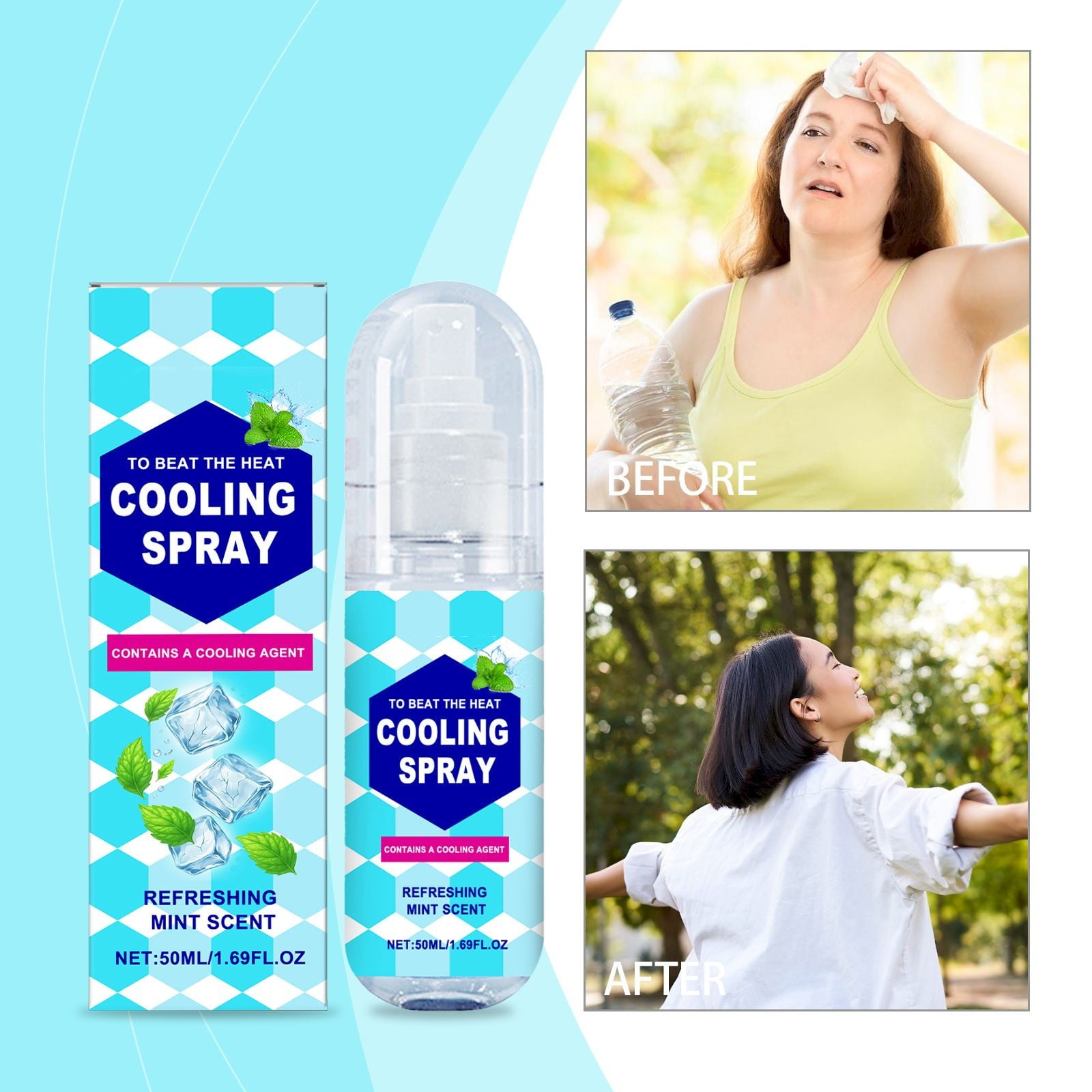 Mint Cool Spray, Cooling Spray for Hot Weather, Cold Spray, Ice Spray ...