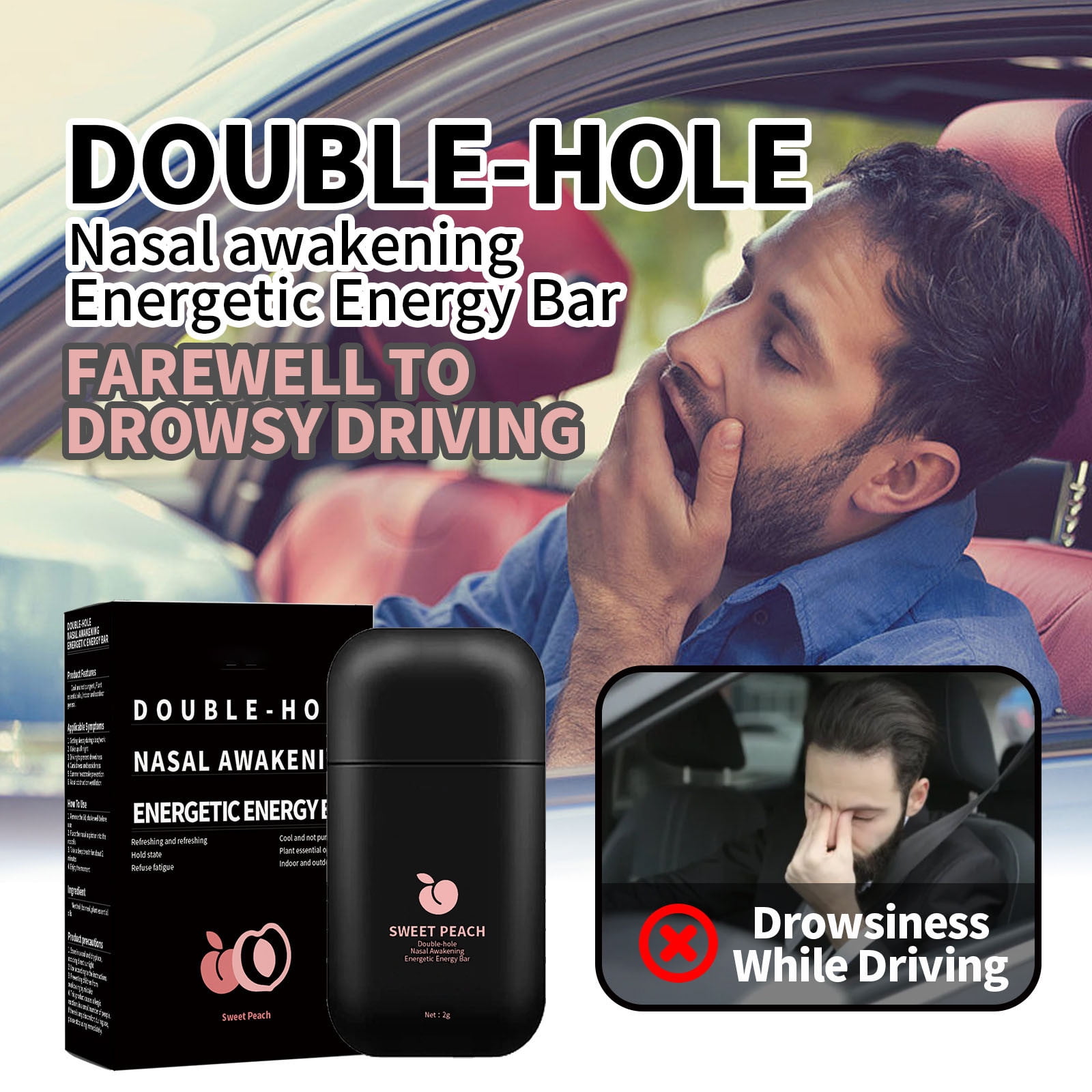 Mint Energy Bar Refreshing Mind Driving Fatigue And Drowsiness Nasal Suction Double Hole ...