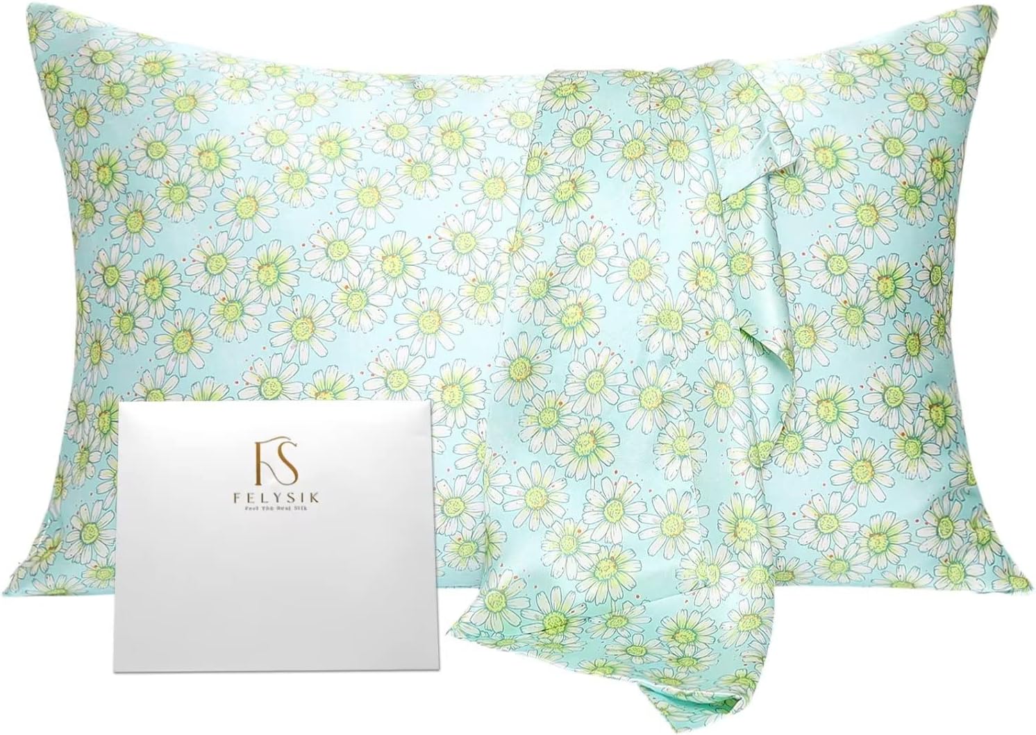 Mint Floral Silk Pillowcase For Hair And Skin 100 Mulberry Silk 22