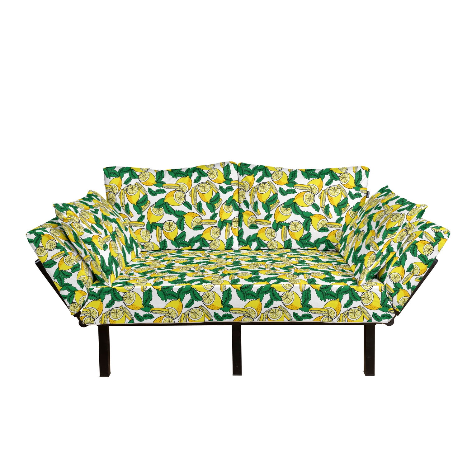 Mint Futon Couch, Hipster Modern Lemon Leaves Freshness Fruit Healthy ...