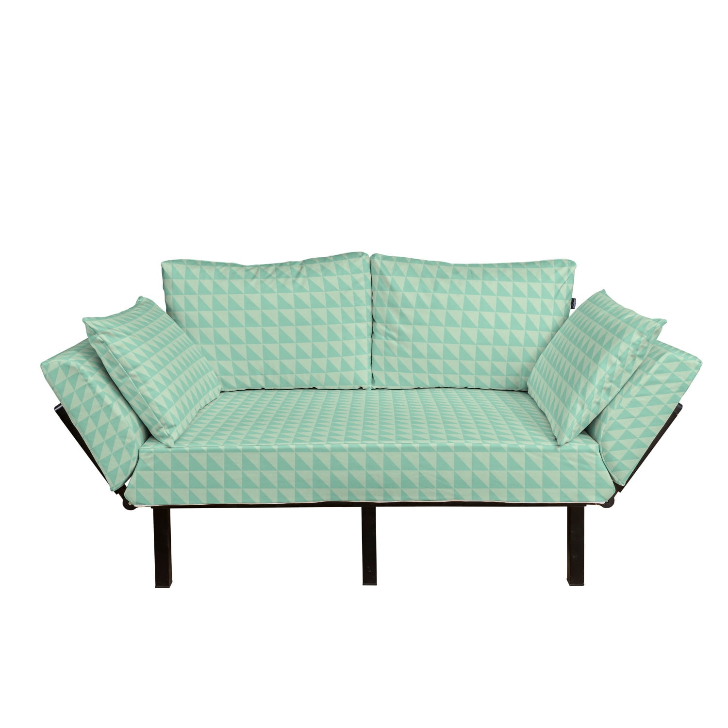 Mint Futon Couch, Symmetrical Half Cut Squares with Triangles Retro ...