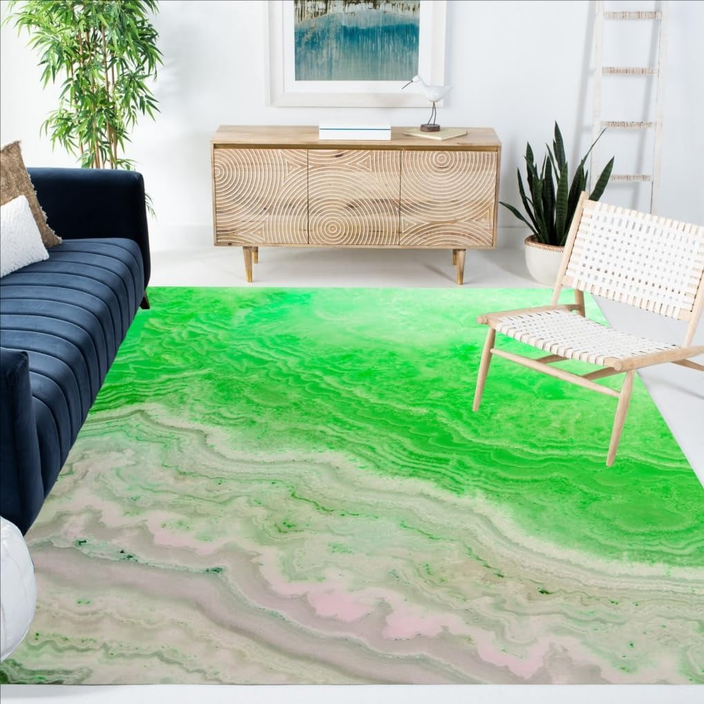 Mint Green Abstract Marble Texture Area Rug For Living Room Bedroom ...