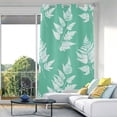 Mint Green Background White Fern Leaves Curtain Light Filtering Thermal ...