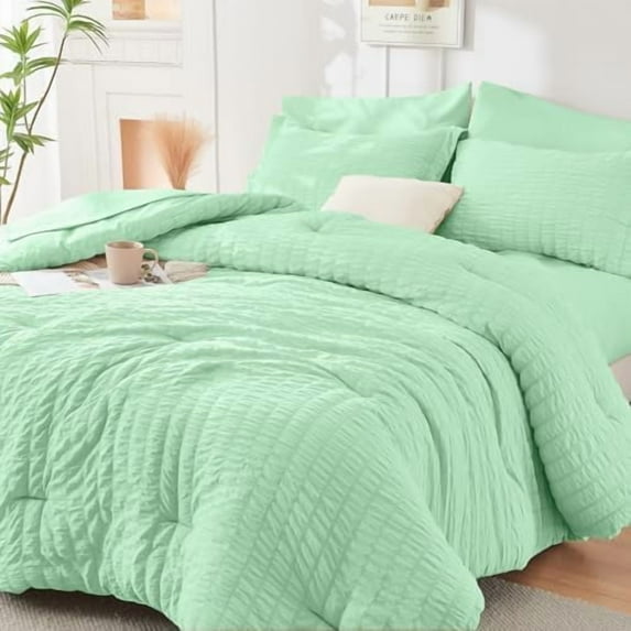 Mint Green California King Comforter Set Seersucker 7 Pieces, All ...