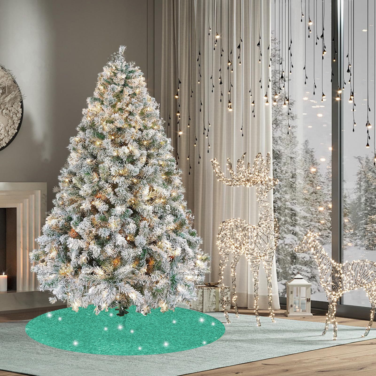 Mint Green Christmas Tree Skirt, CXALSSY 24 inches Round Christmas Tree ...