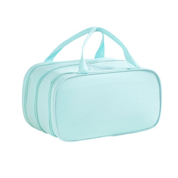 Mint Green Compact Makeup Bag With Three Sections For On-The-Go Use ...