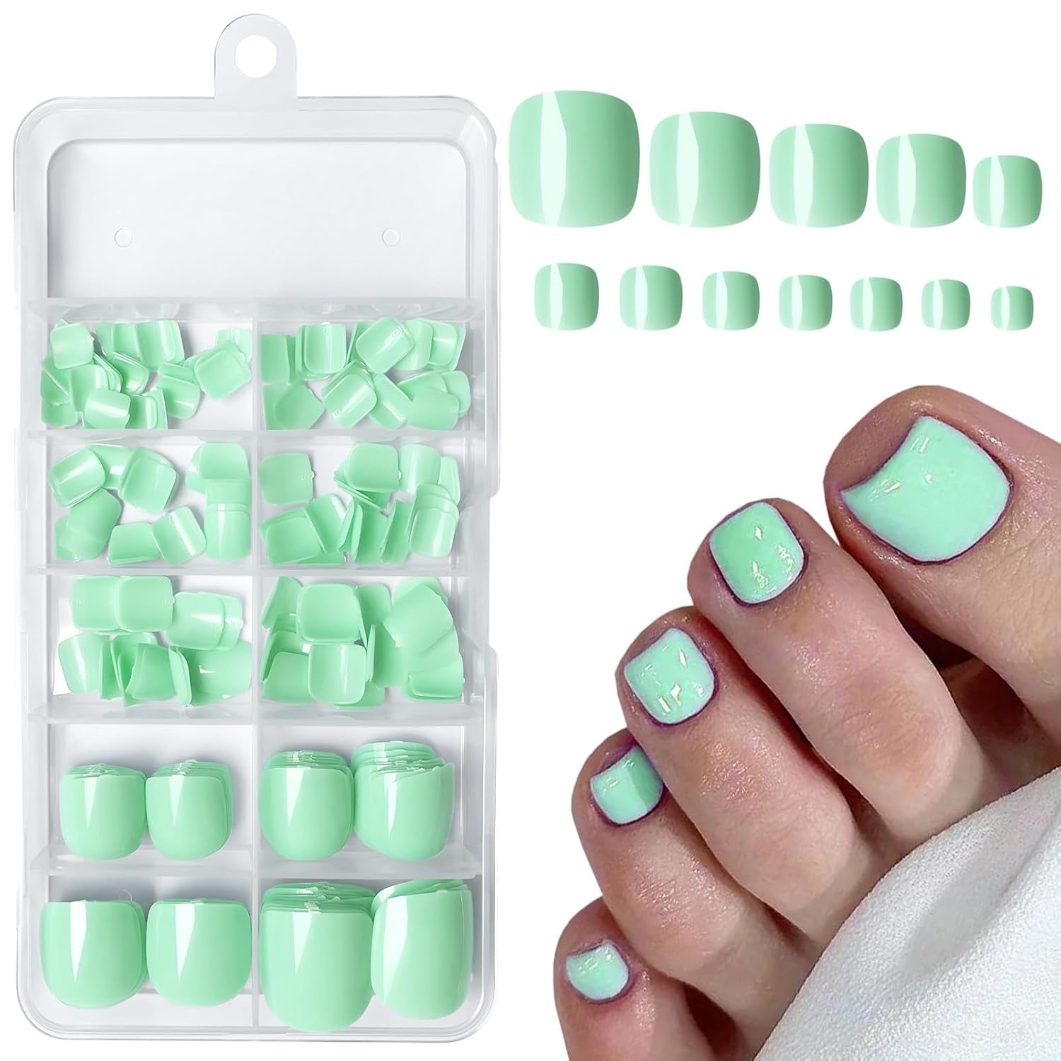 Mint Green Press-on Toenails - 240pc False Toenails with Adhesive Nail ...