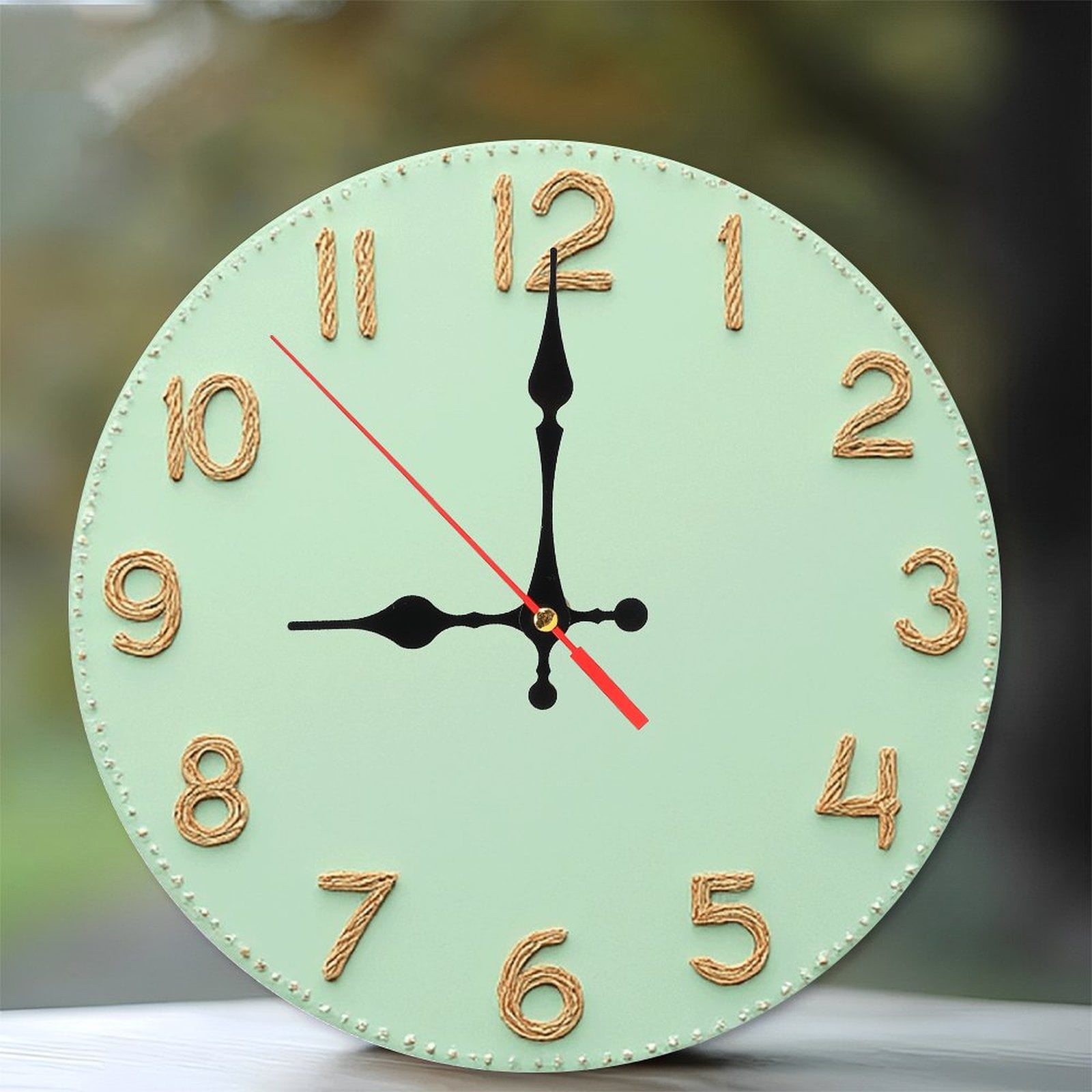 Mint Green Rope Wall Clock Farmhouse Decor 10-Inch Silent Wooden Wall ...