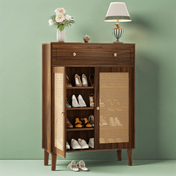 Mint Green Shoe Storage Cabinet - Adjustable Shelves & Large Drawer ...