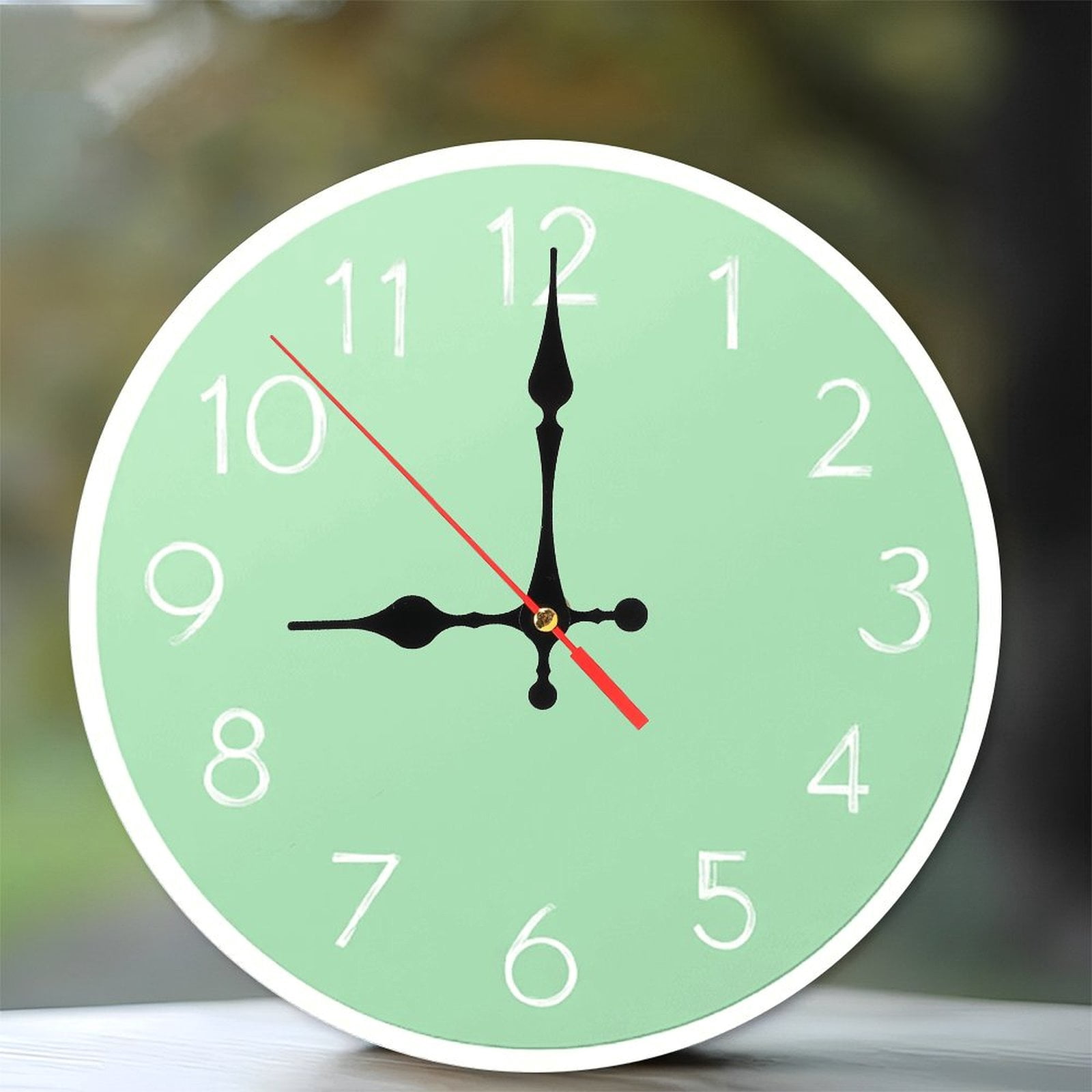Mint Green Wall Clock Home Decor Modern Simple 10-Inch Silent Wooden ...