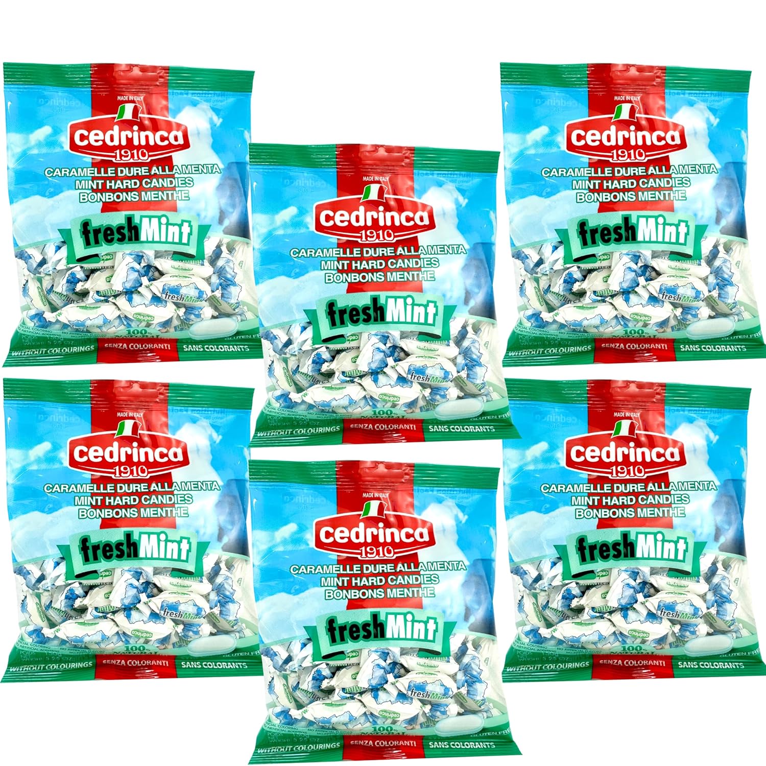 Mint Italian Candy 5.25 oz. (150g)(Pack of 6) - Hard Candy Individually ...