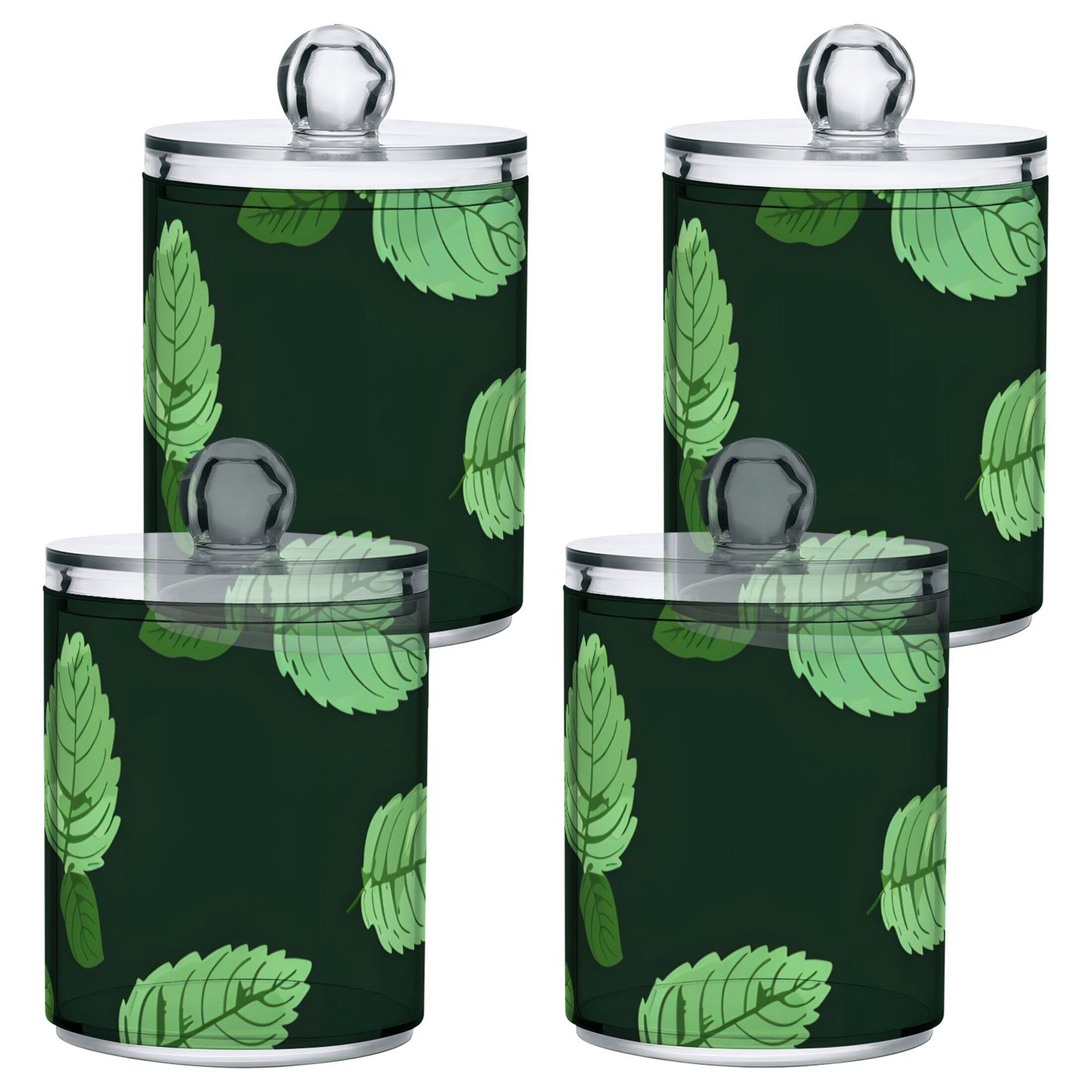 Mint Leaves Translucent Plastic Cans Storage Canisters with Lid Set of ...