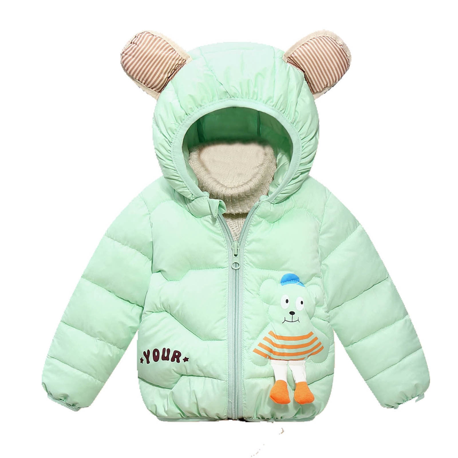 Mint Lime Green Boy Girl Children Boy Girl Padded Jacket Hoods Outfit ...