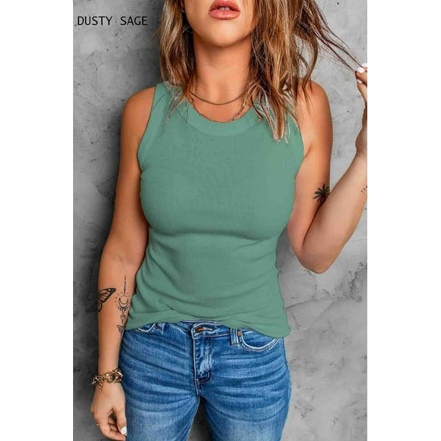 Mint Plus Pink - Round Neck Sleeveless Tank Top - 6 Sizes, Casual ...