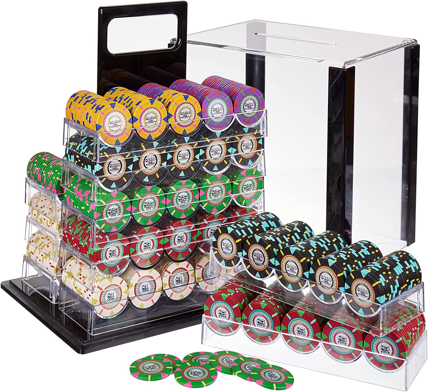 The Mint Poker Chip Set in Acrylic Carry Case - Casino Clay Composite ...
