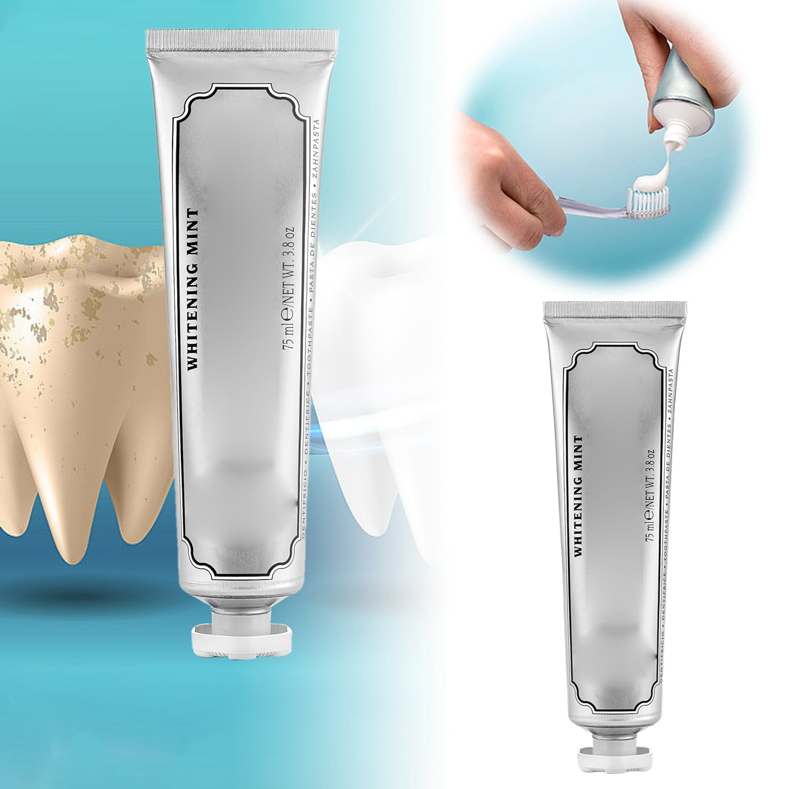 Mint Toothpaste with Fluoride Spread Heads Toothpaste Caps Bleaching of ...