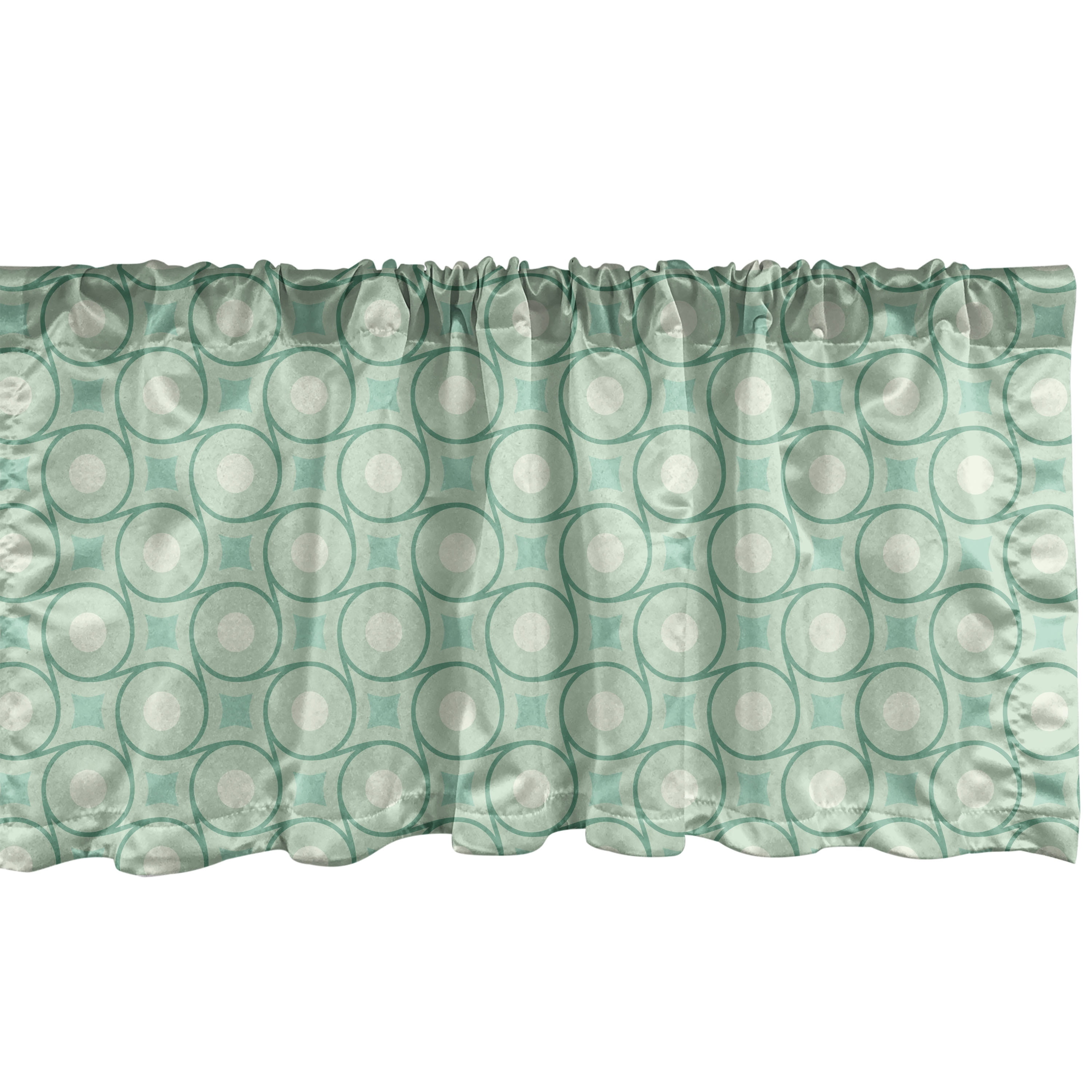 Ambesonne Mint Valance Pack of 2, Circles Dots Wavy Squares, 42"X18 ...