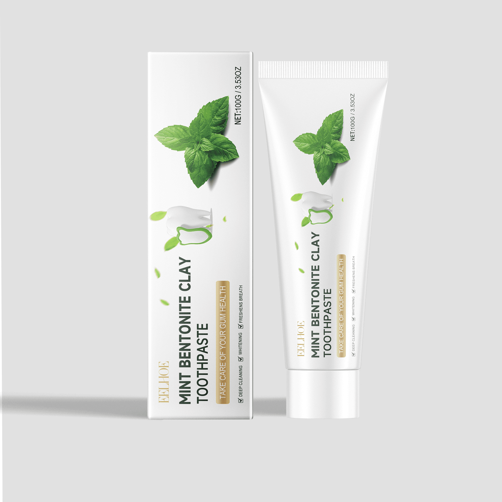 Mint volcanic ash bentonite whitening toothpaste improves yellow teeth ...