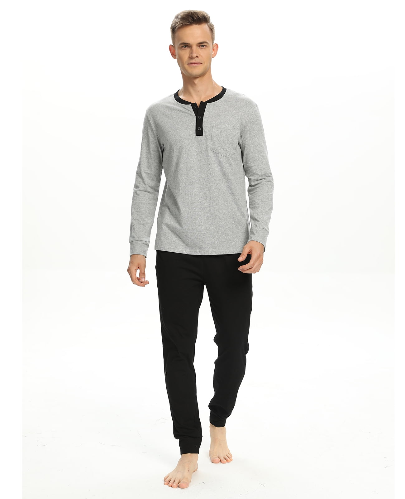 MintLimit Men's Pajama Set Long Sleeve Sleepwear Lounge Pajamas Set for ...