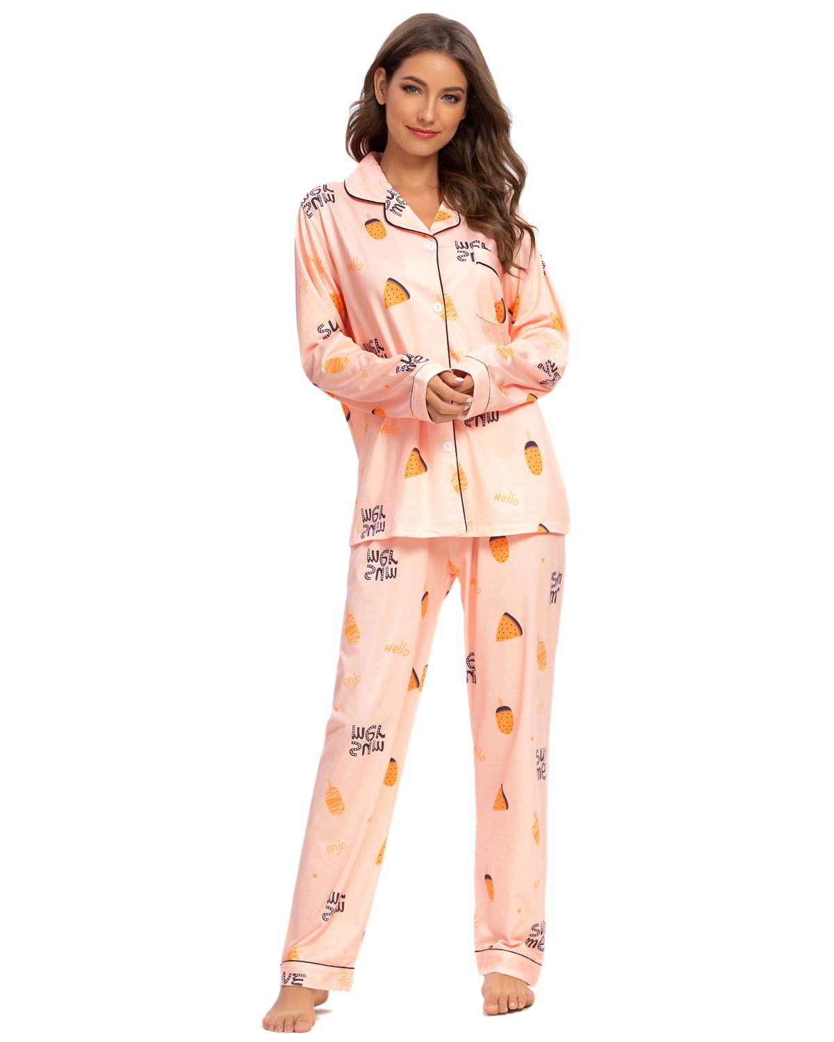 Mintlimit Womens Cartoon Long Sleeve V Neck Button Down Shirt And