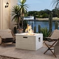 Mintazer 24" Square MGO Outdoor Fire Pit with Side Handles & Steel ...