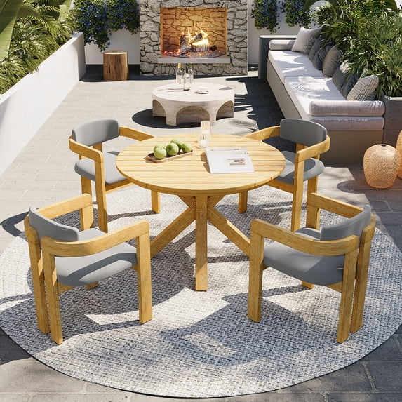 Mintazer 5 Piece Patio Dining Set, Outdoor Dining Set with Round Table ...